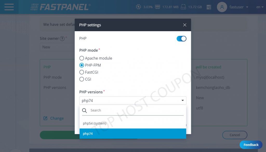 How to install multiple PHP versions on FASTPANEL? - Top Host Coupon